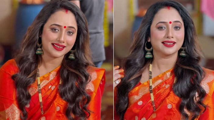 रानी चटर्जी ने शेयर की सेट की तस्वीरें, मांग में सिंदूर और गले में ...